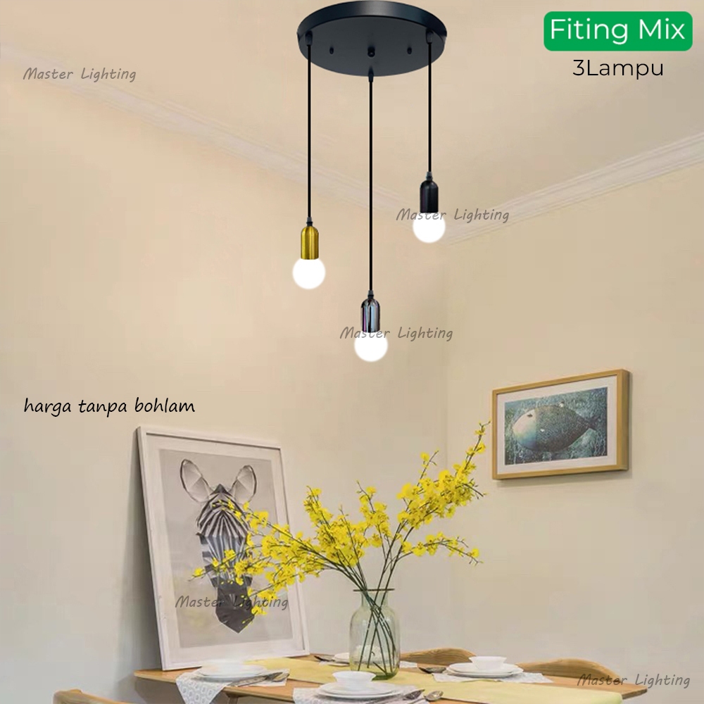 Jual Lampu gantung void tangga oval 3in1 5in1 meja island minimalis hias fiting aluminium ...