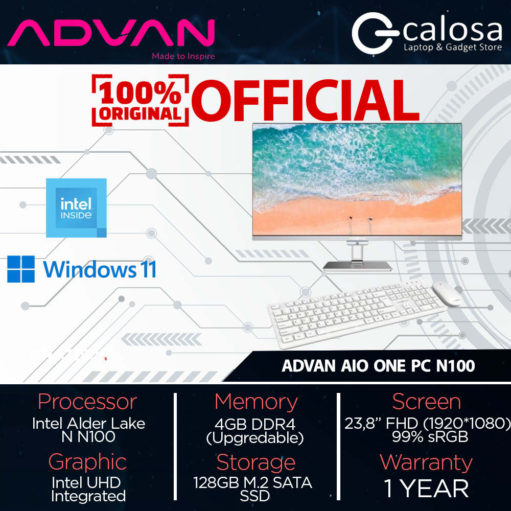 Jual ADVAN ALL IN ONE PC N100 4GB 128GB 23.8" FHD | Shopee Indonesia