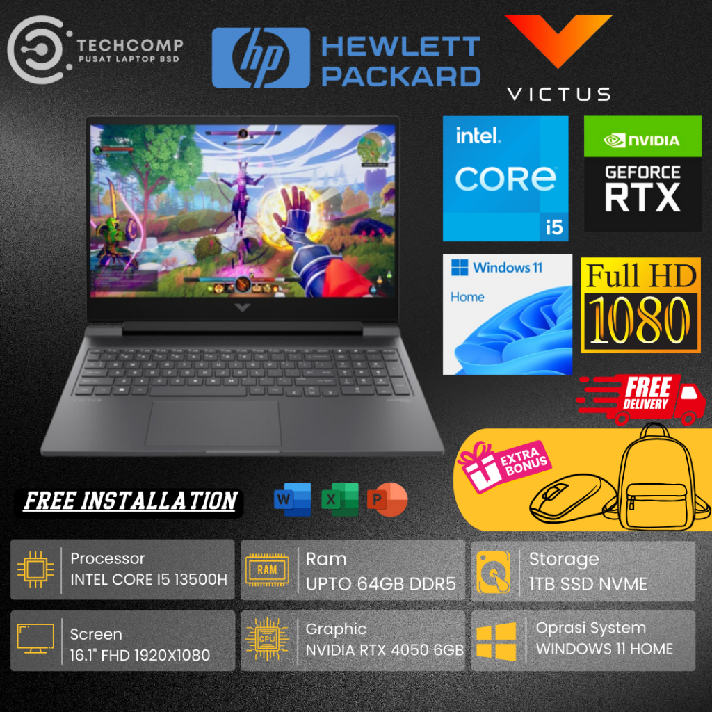 Jual LAPTOP HP VICTUS 16 R0889TX INTEL I5 13500H 32GB 512GB SSD RTX ...