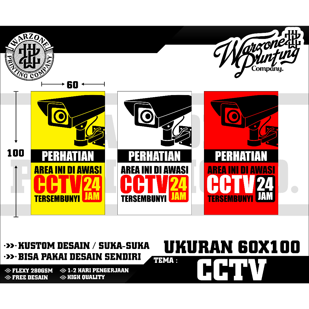 Jual SPANDUK CCTV UKURAN 60X100 MMT BANNER | Shopee Indonesia