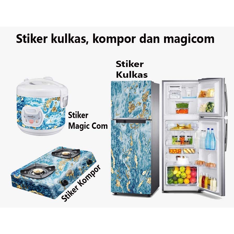 Jual Stiker Kulkas/Stiker Kompor/Stiker Magic Com Motif Marmer BLUE ...