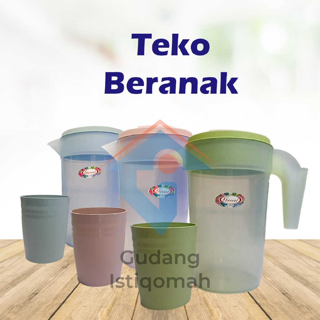 Jual Set Teko Gelas Plastik Great Teko Beranak Ceret Ukuran 1 Liter ...
