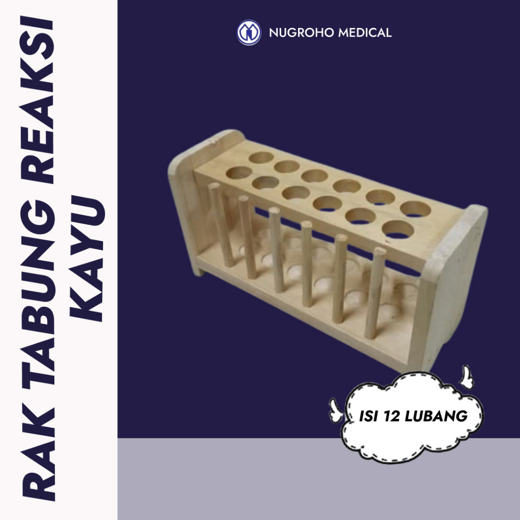 Jual RAK TABUNG KAYU / RAK TABUNG REAKSI KAYU 12 LUBANG/ 6 LUBANG ...