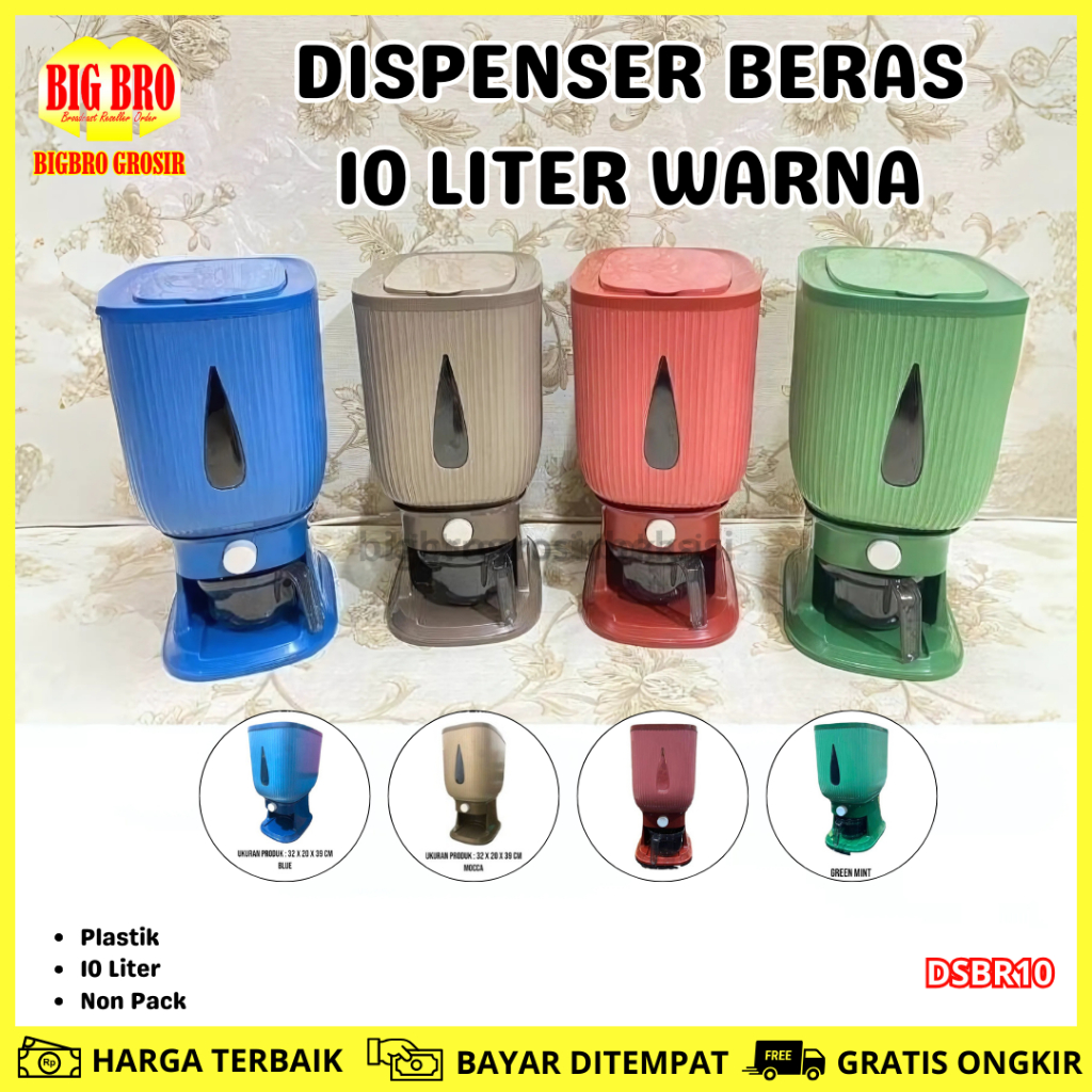 Jual BB Dispenser Beras 10 Liter Full Warna | Tempat Penyimpanan Beras ...