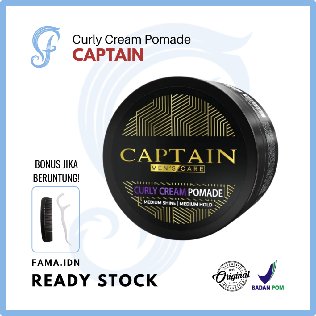 Jual CAPTAIN Men's Care Curly Cream Pomade 80gr | Shopee Indonesia