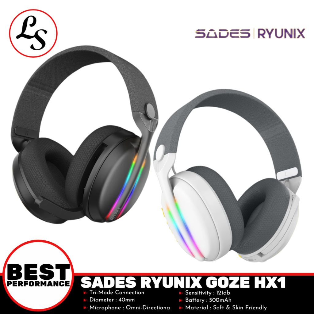 Jual SADES RYUNIX GAMING HEADSET Goze HX1 Wireless Bluetooth | Shopee ...
