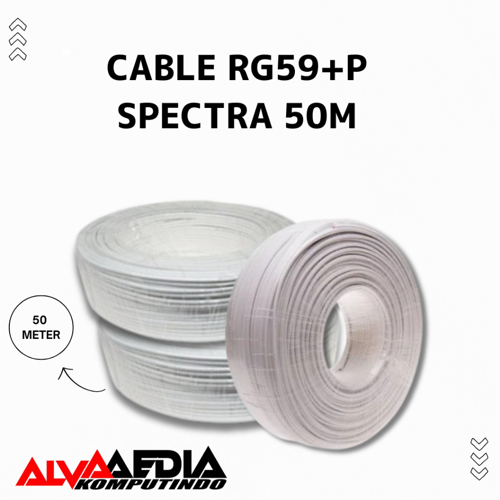 Jual Kabel RG59+P SPECTRA WHITE 50Meter WITH CONNEKTOR | Cable CCTV ...