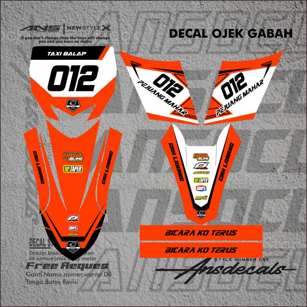 Jual decal ojek gabah stiker gabah stiker yz decal motor angkut gabah ...