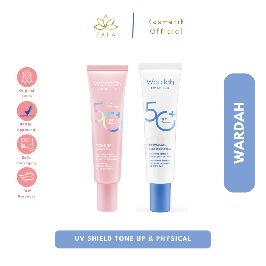 Jual WARDAH UV Shield Tone Up Sunscreen SPF 50+ PA+++ & Physical ...