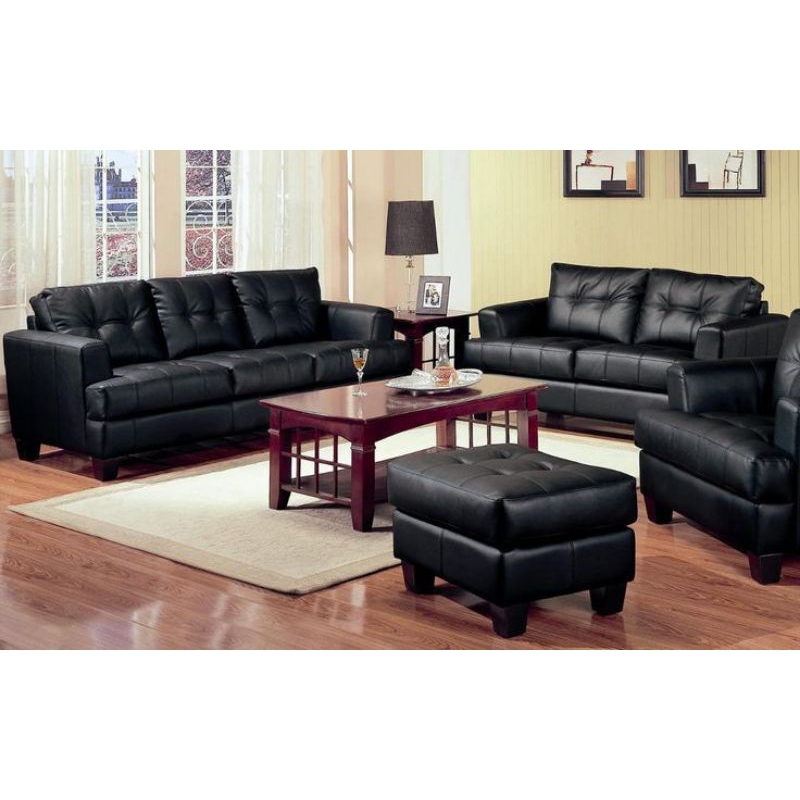 Jual Sofa mewah kulit hitam polos ,sofa ruang tamu keluarga | Shopee ...