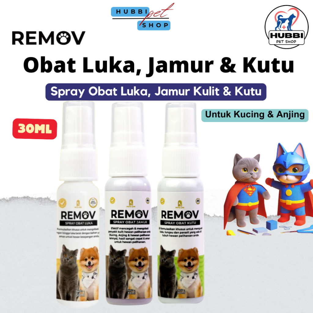 Jual Remov Spray Obat Jamur Kutu Dan Luka Untuk Kucing Anjing | Shopee ...