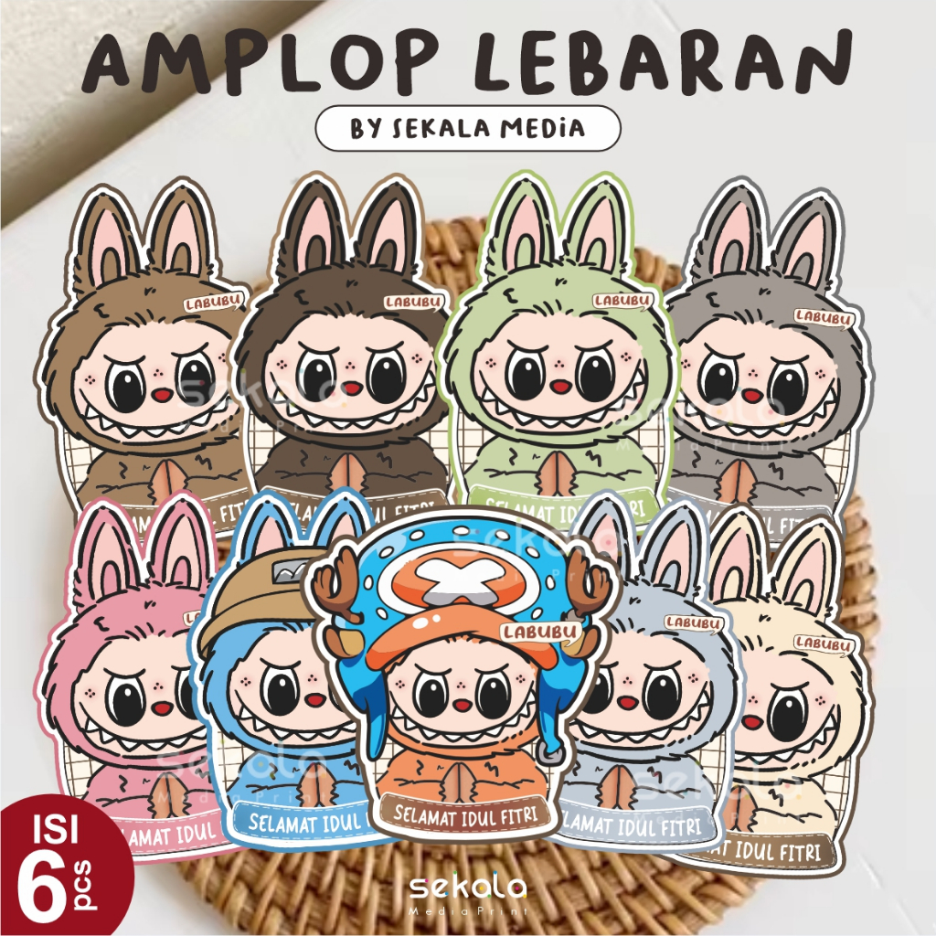 Jual (Isi 6pcs) Amplop Labubu Lebaran 2025 / Angpao Lebaran Idul Fitri ...