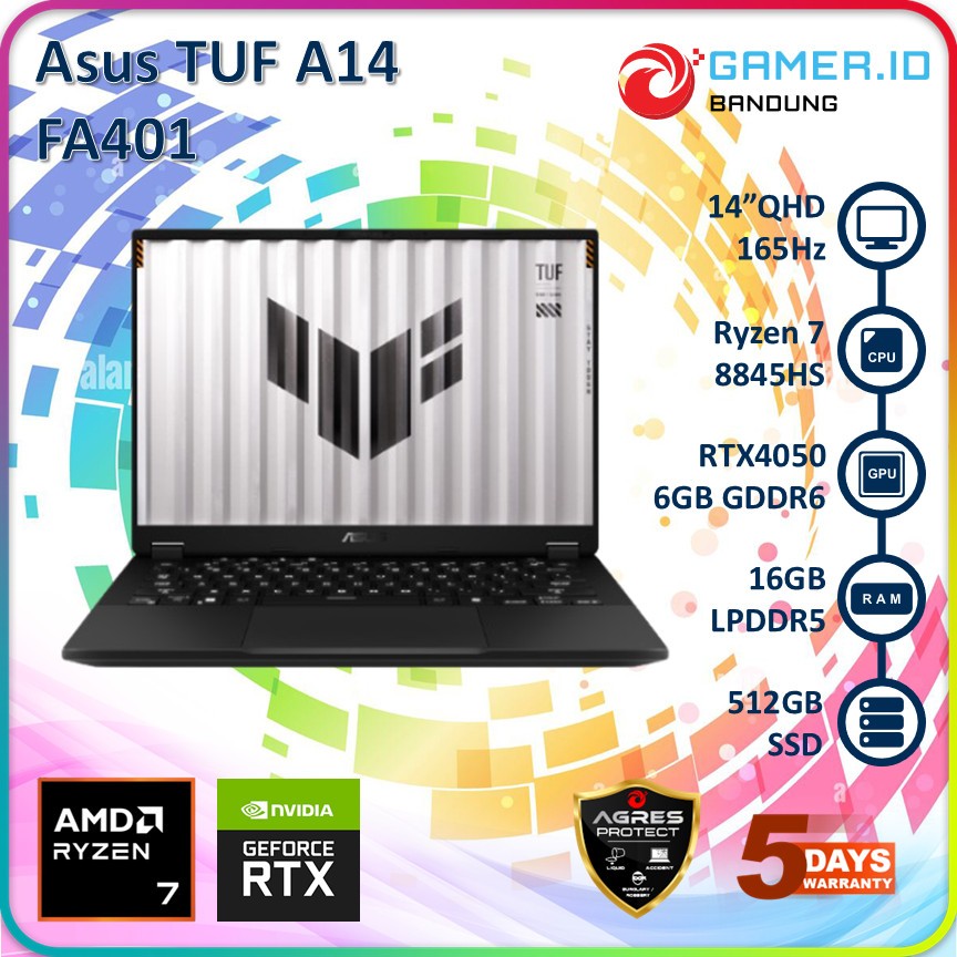 Jual ASUS TUF A14 FA401UU RYZEN 7 8845HS RTX4050 16GB 512GB 14" QHD IPS ...