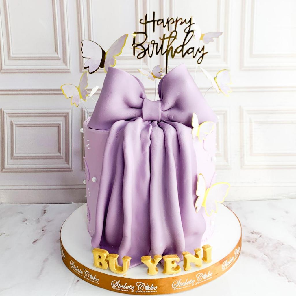 Jual Kue Ulang Tahun/Birthday Cake/Kue Ultah Tema Pita/Kue Pita Ungu ...