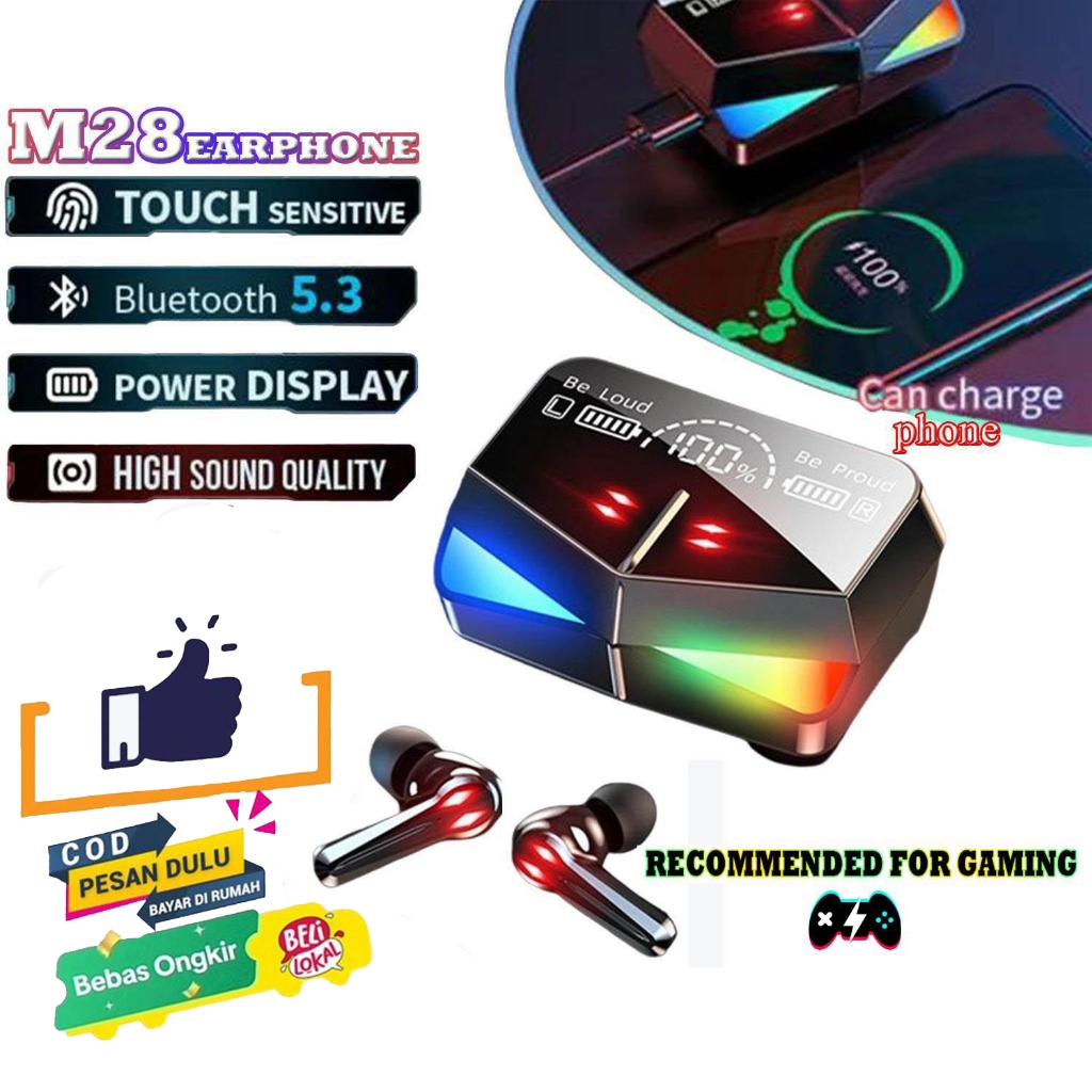 Jual RG Headset Bluetooth Gaming TWS M28 earphone Dual Mode bass ...