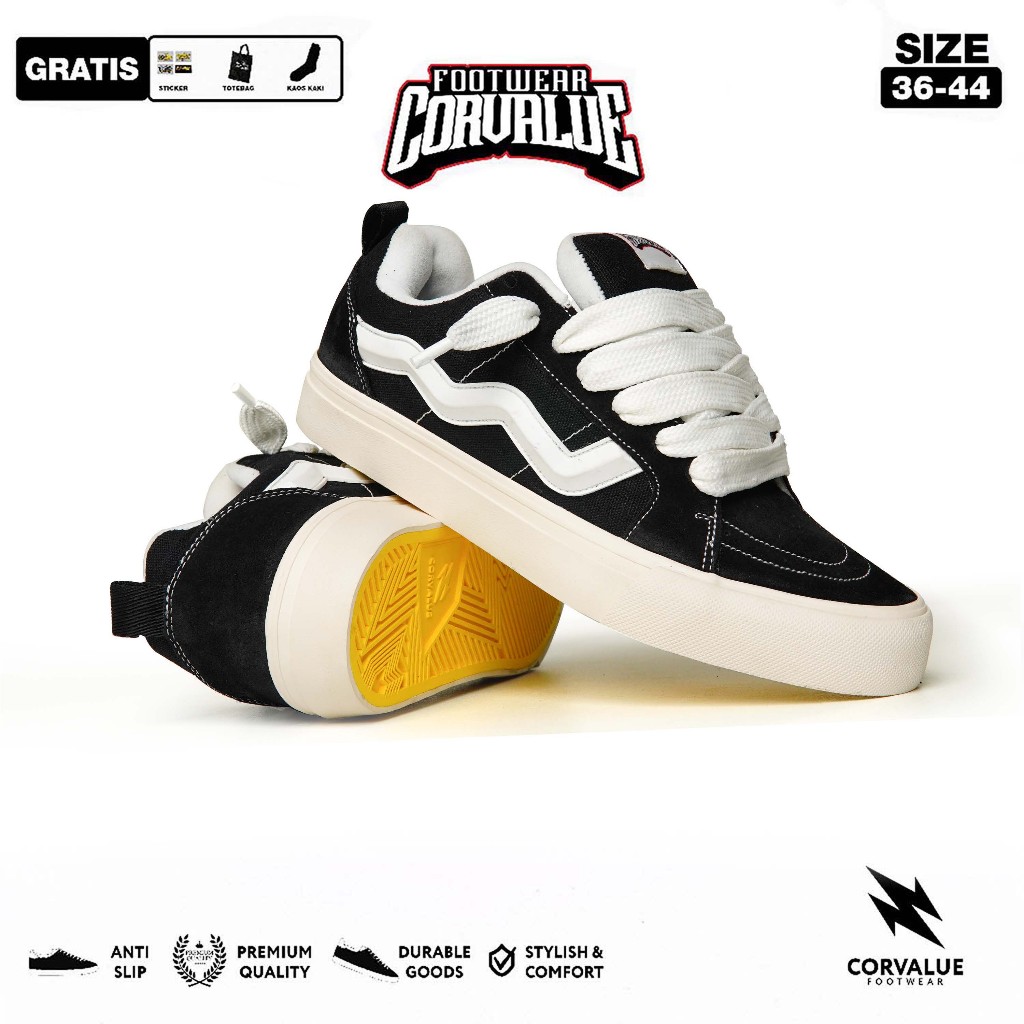 Jual SEPATU CORVALUE FOOTWEAR - OTARU Black White OG| Sepatu Sneakers ...