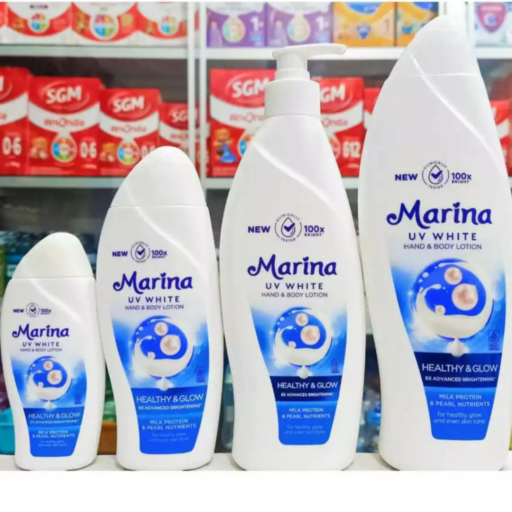 Jual Marina Uv White Healthy & Glow Hand Body Lotion 92ML-350ml-460ML | Shopee Indonesia