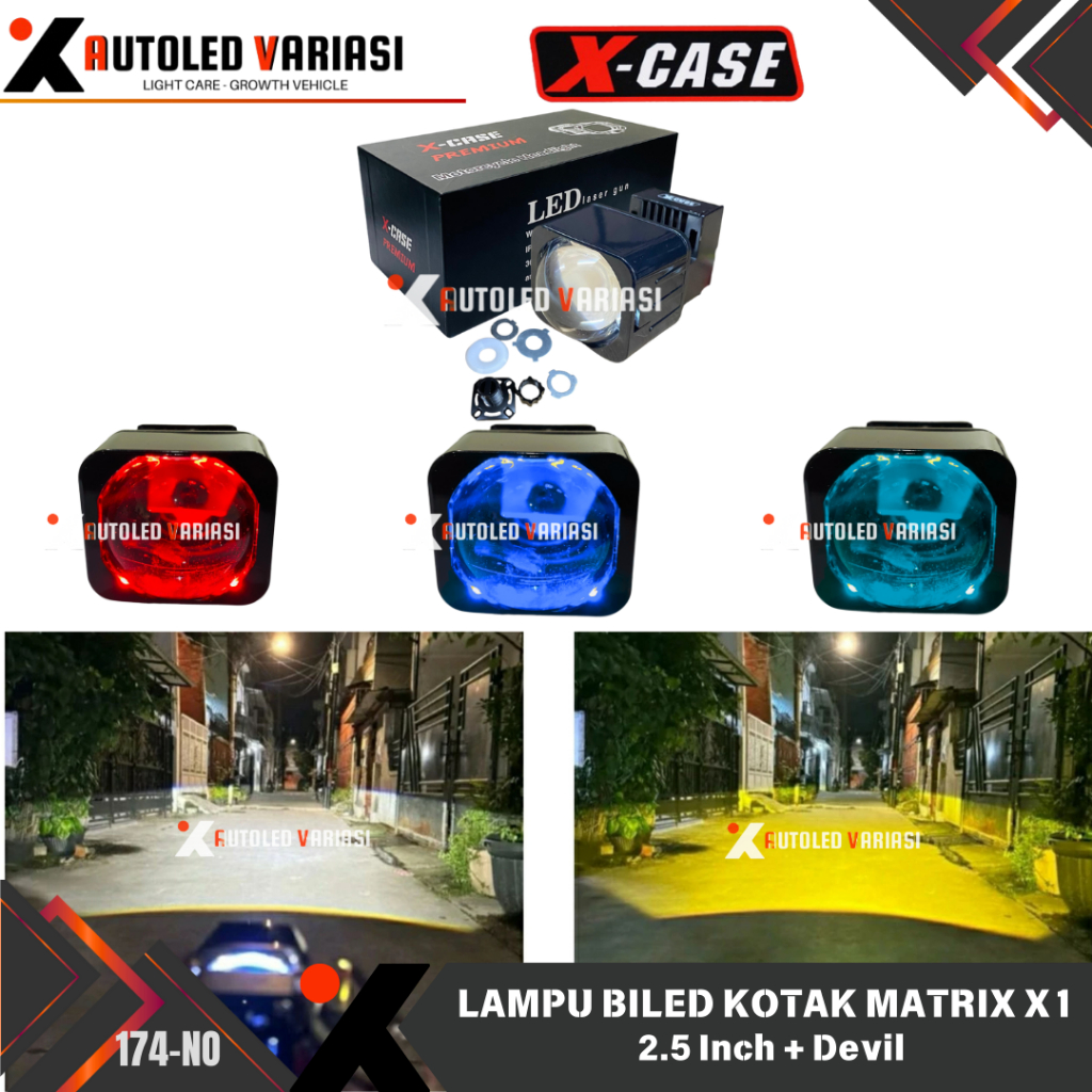 Jual Biled Matrix X1 Projector Plus Devil 1,5 Inch Jauh Dekat Flat Cut ...