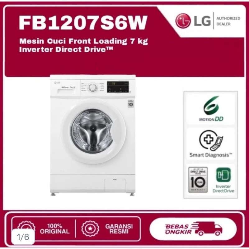 Jual MESIN CUCI LG FB1207S6W FRONT LOADING KAPASITAS 7 KG | Shopee ...
