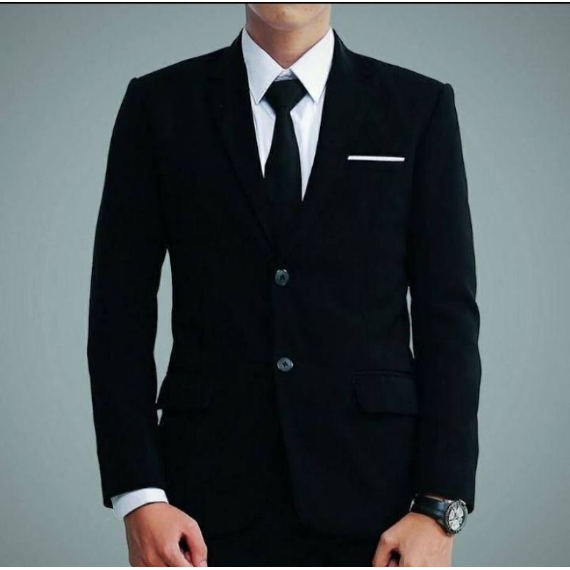 Jual Jas Pria Dewasa Blazer Pria Jas Hitam Polos Variasi 1 | Shopee ...