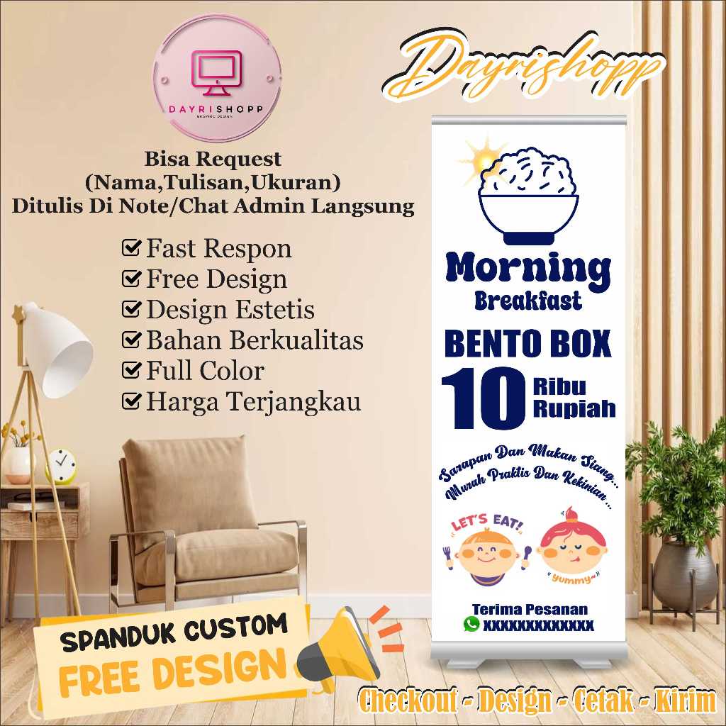 Jual Size 60x160 Cm,Spanduk Banner Bento Box Nasi Bento Sarapan Variasi ...