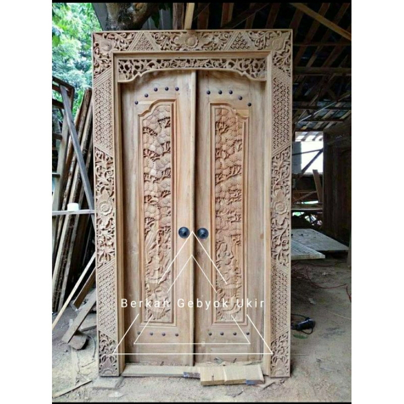 Jual pintu gebyok minimalis/pintu minimalis modern ukir ramayana ful ...