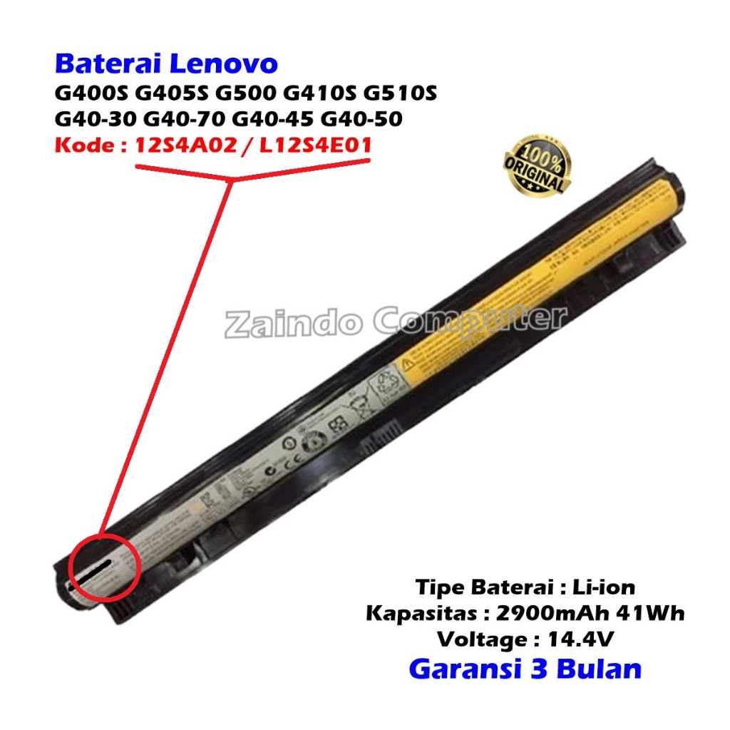 Jual BATERAI LENOVO L12S4A02 / L12S4E01 G40 G40-30 G40-45 G40-70 G50-30 G50-45 G50-70 E40-70 E40 ...