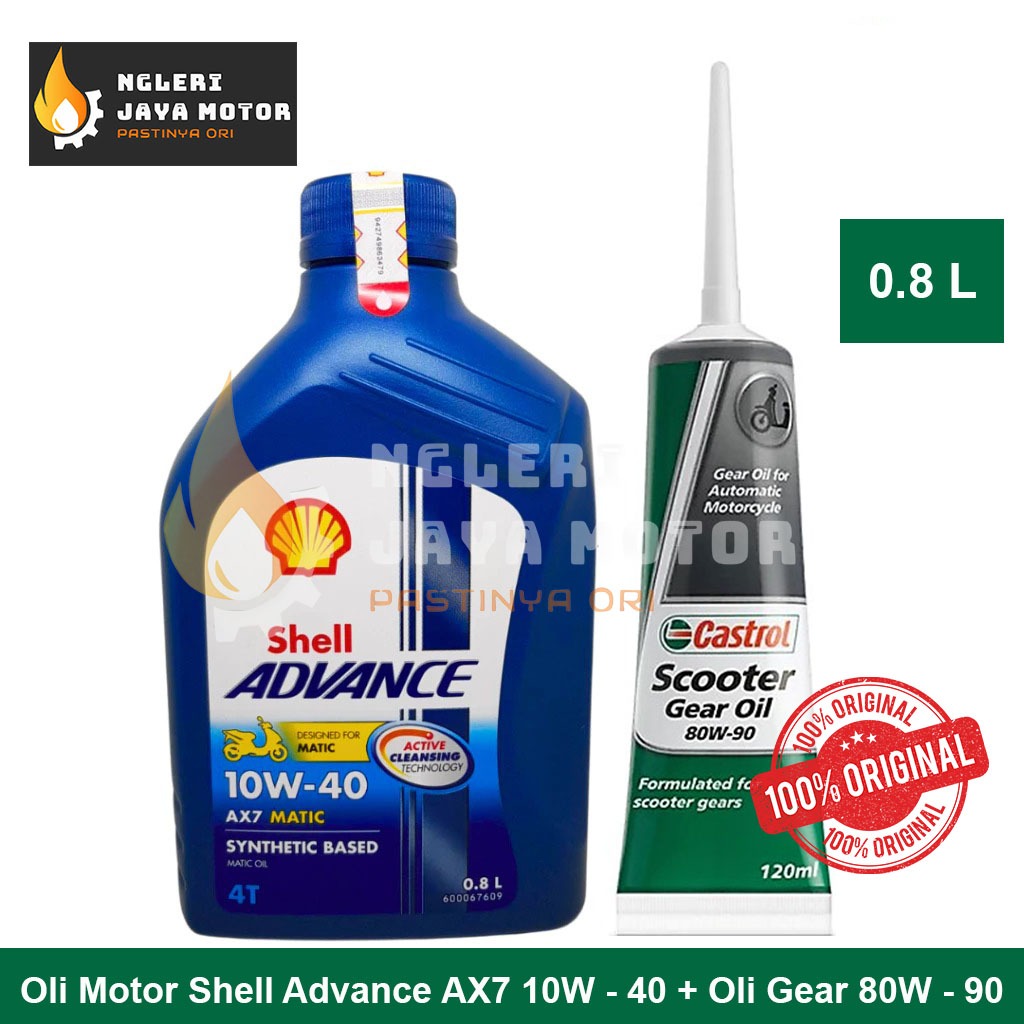 Jual Oli Motor Shell Advance AX7 Matic Synthetic Based 10w-40 (0.8L) + Oli Gardan Castrol 80W-90 ...