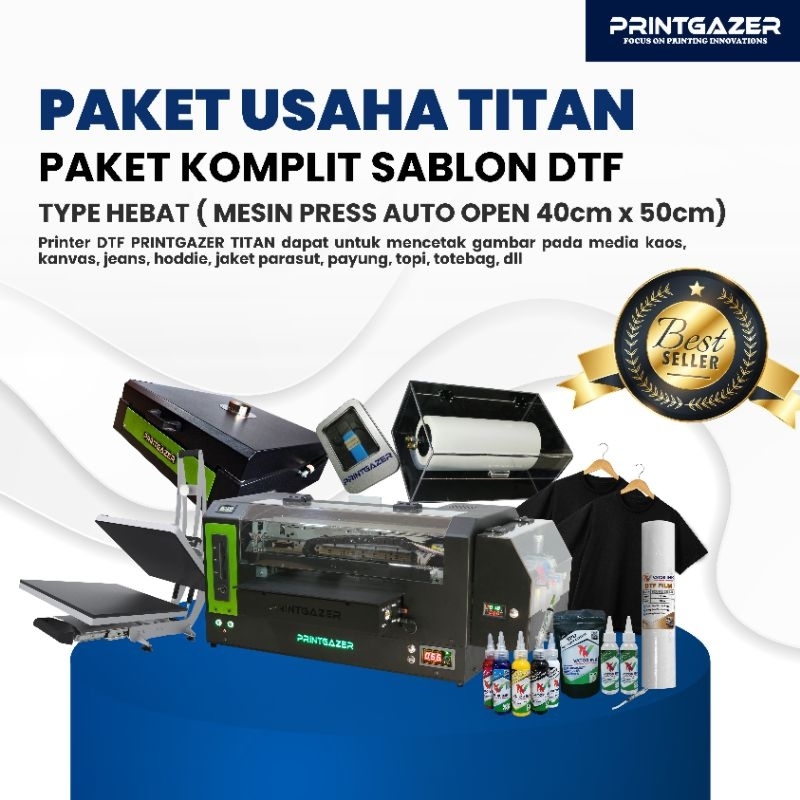 Jual PAKET USAHA PRINTGAZER TITAN PRINTER DTF A3+ MESIN SABLON KAOS A3 FILM POWDER TYPE HEBAT ...