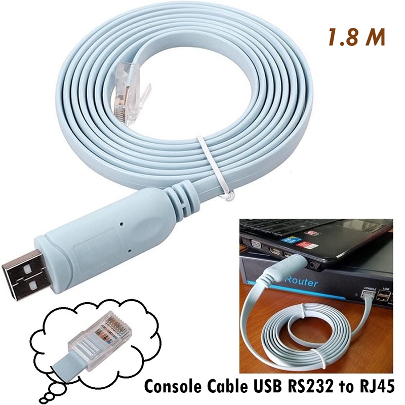 Jual Console Cable USB RS232 to RJ45 Cisco Huawei Router Panjang 1.8 ...