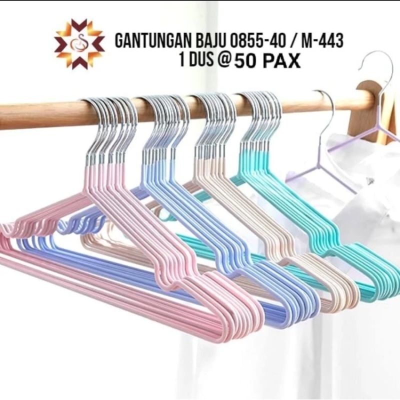 Jual Hanger Gantungan Jemuran/Baju Coating Anti Karat isi 10 Pcs ...
