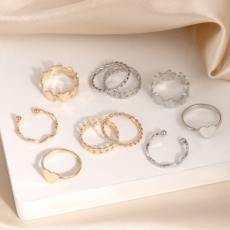 Jual Libbie - Ring Set Cincin Emas Silver Aesthetic Simple Perhiasan ...