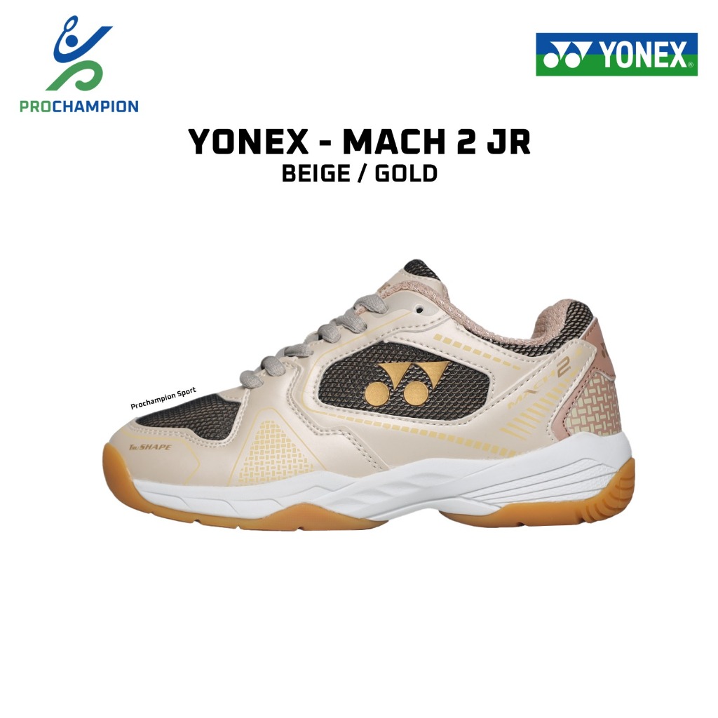 Jual Sepatu Badminton Yonex MACH 2 Junior JR Beige Gold | Shopee Indonesia