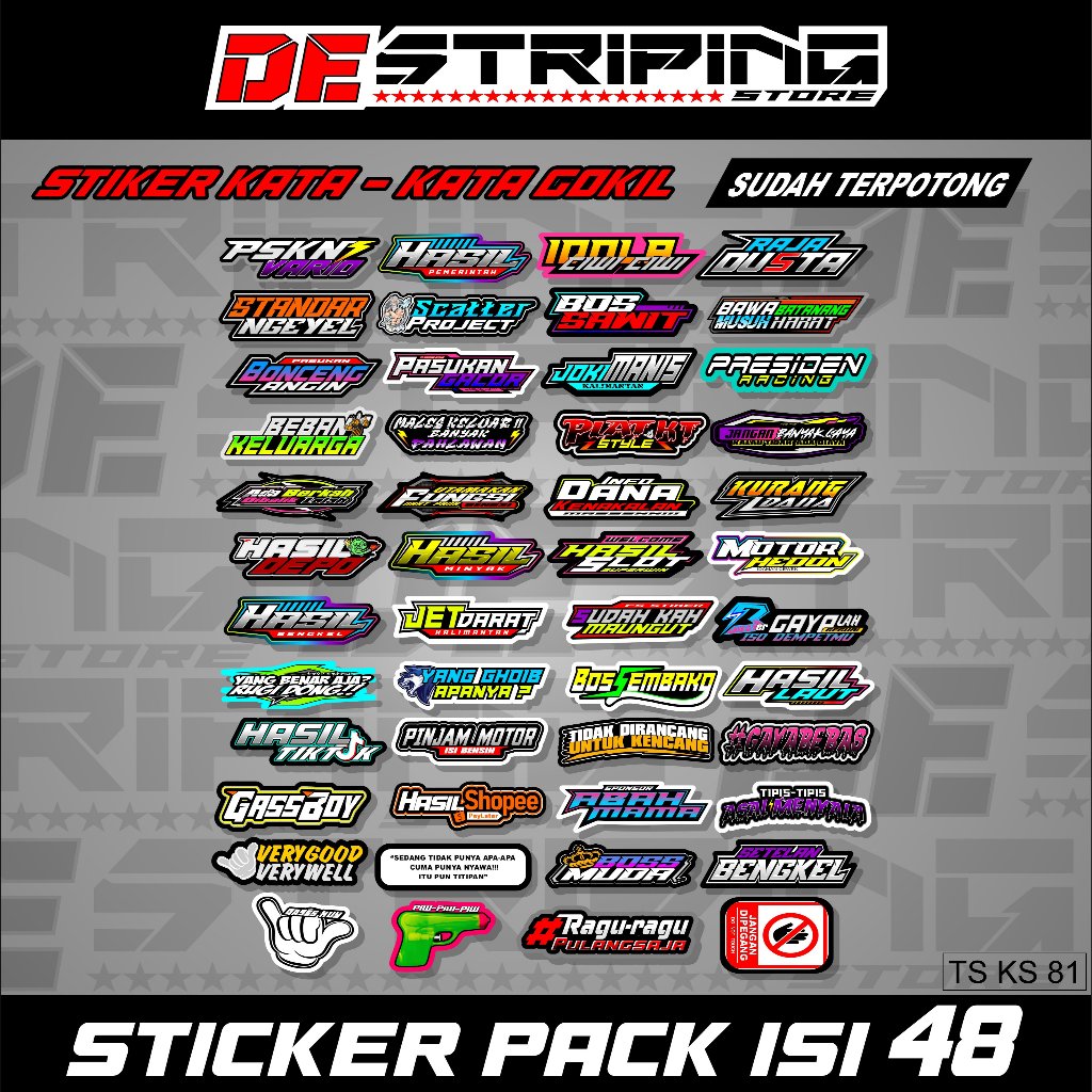 Jual Sticker Stiker kata kata lucu keren gokil unik sticker pack isi 48 ...