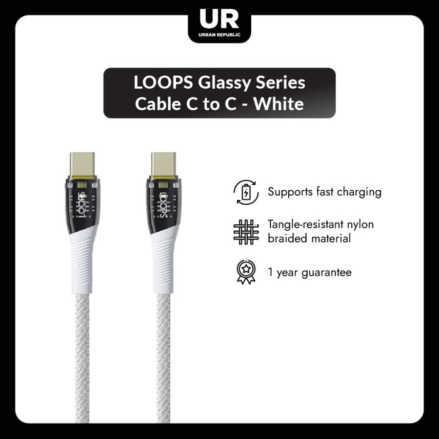 Jual LOOPS Glassy Series Cable C to C - White | Shopee Indonesia