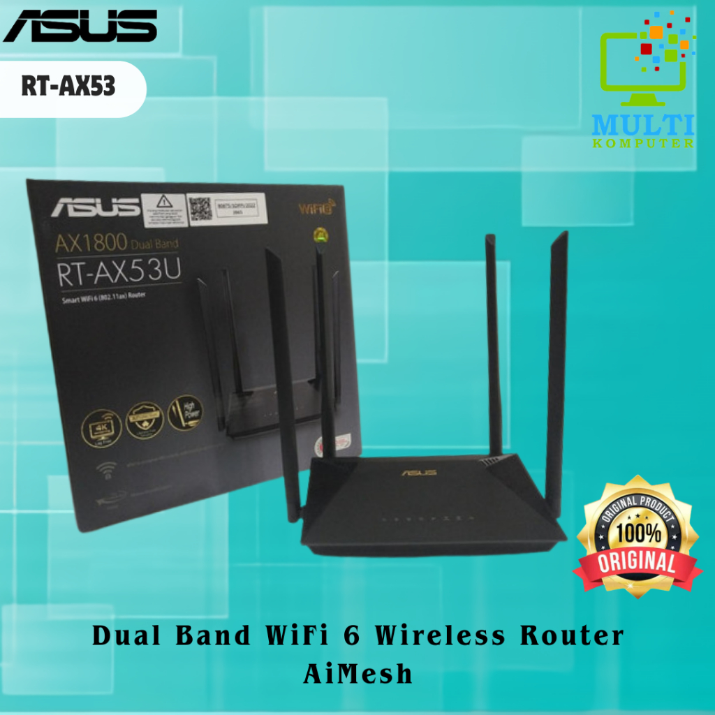 Jual ASUS RT-AX53U AX1800 Dual Band WiFi 6 Wireless Router AiMesh - RT ...