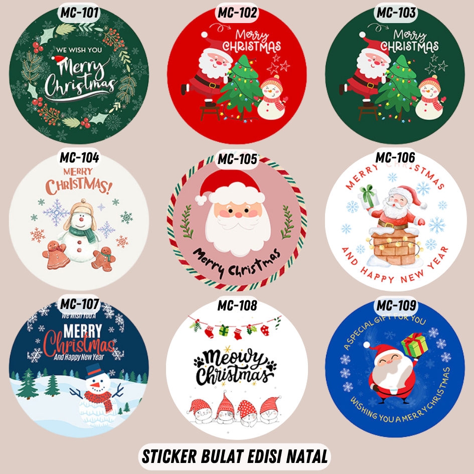 Jual Sticker Natal - Stiker Bulat untuk Toples dan Hampers Gift Kado ...