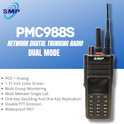 Jual HT Hybrid SMP PMC998s/PDC998S POC + Analog 10 Watt Walkie Talkie ...