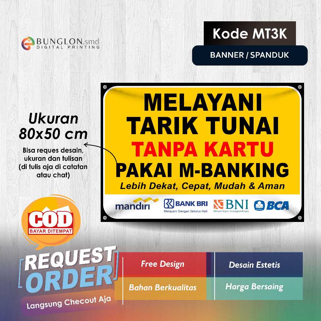 Jual SPANDUK BANNER MELAYANI TARIK TUNAI TANPA KARTU PAKAI M BANKING ...