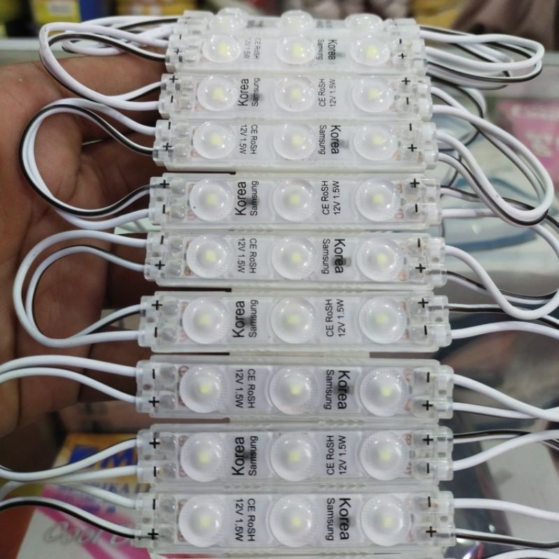 Jual [100Pcs]LED Modul Samsung 3 Mata Korea 1,5W DC/12V Ip68 2835 Cahaya Putih | Shopee Indonesia