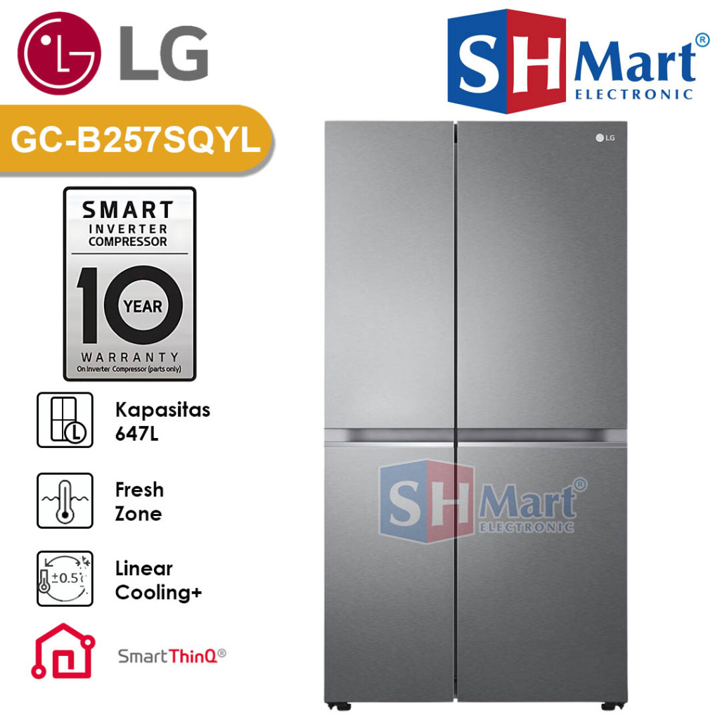 Jual KULKAS LG SIDE BY SIDE KAPASITAS 643 LITER GC-B257SQYL SMART ...