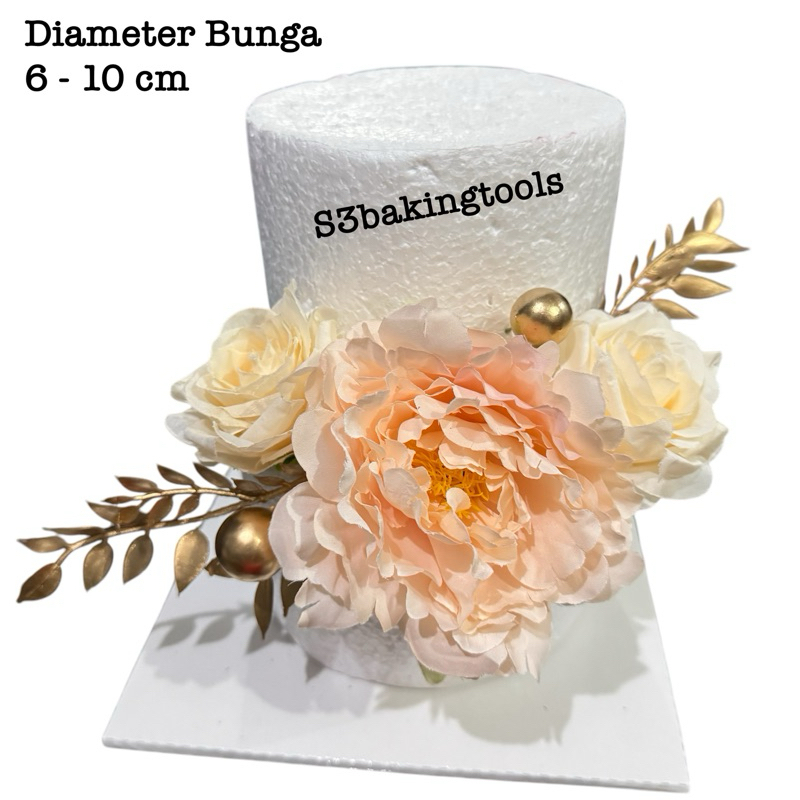 Jual Cake Topper artificial flower hiasan kue peach gold hat set | Shopee Indonesia