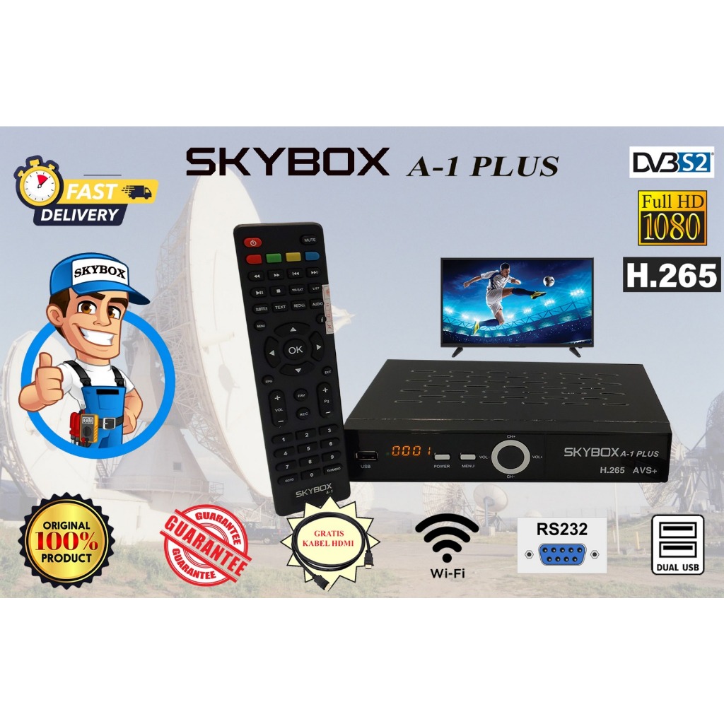 Jual Receiver Parabola Skybox A1 Plus H 265 HEVC AVS+, Full HD 1080p ...