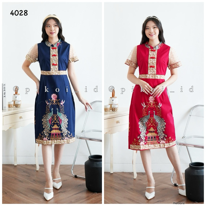 Jual Dress cheongsam wanita / Dress imlek elegan / dress merah natal ...