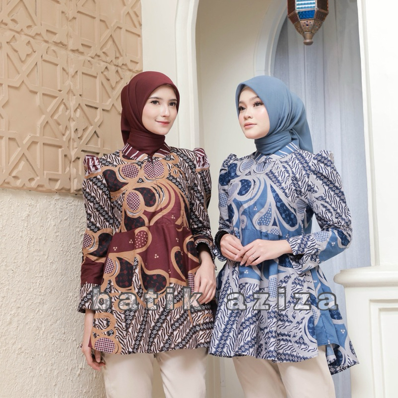 Jual Atasan Batik Wanita Blus Batik Modern Blus Cempaka by Batik Aziza ...