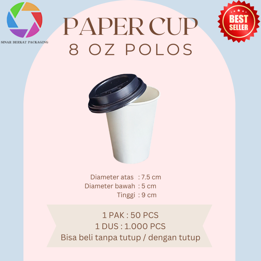 Jual NUZ - Paper Cup 8 oz / Gelas Kertas Kopi Putih Polos | Shopee Indonesia