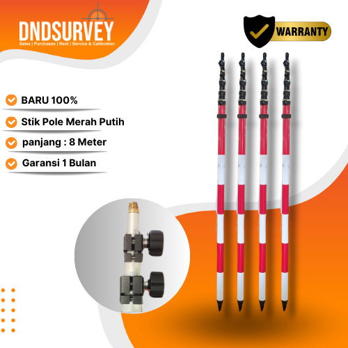 Jual Stik Pole Jalon Survey 8 Meter Merah Putih Total Station Gps Rtk ...