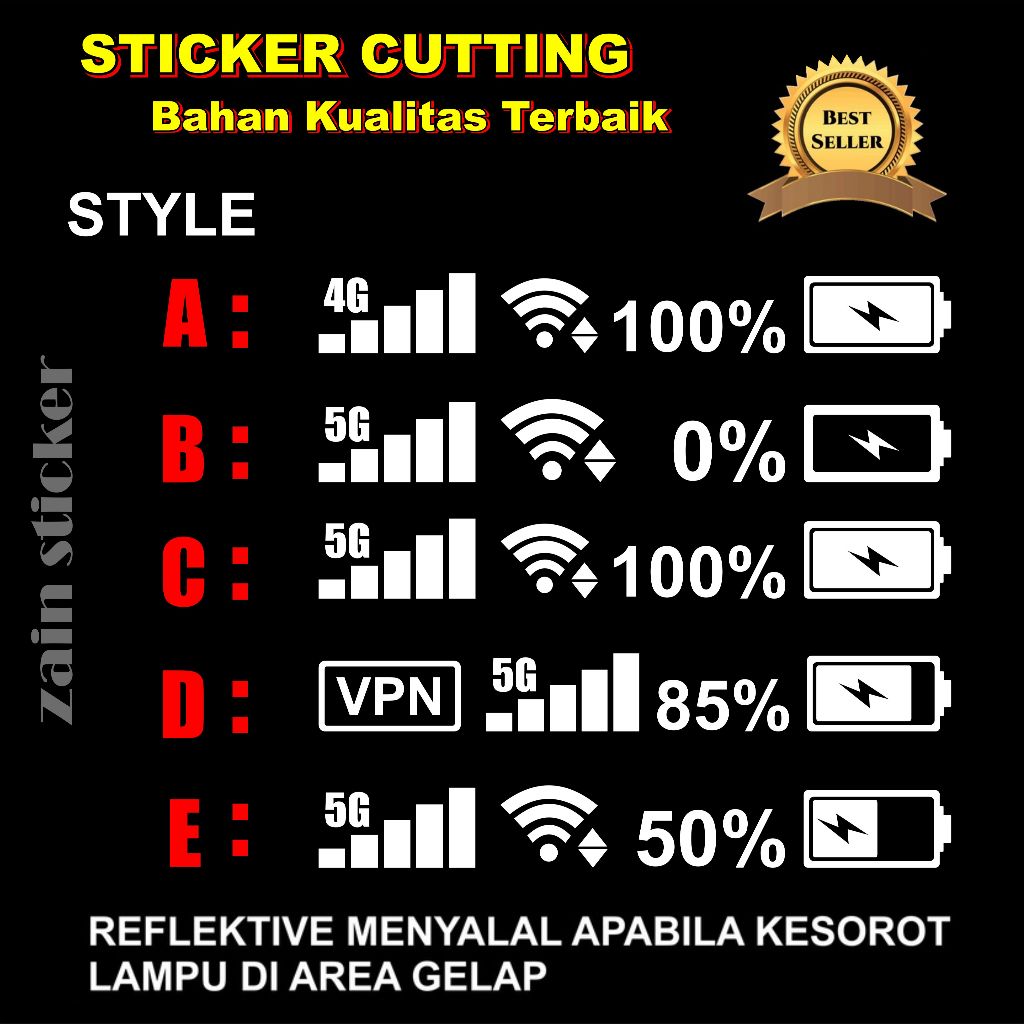 Jual Sticker Cutting - STKER BATERAI HP WIFI SINYAL PHONE MOBIL MOTOR ...
