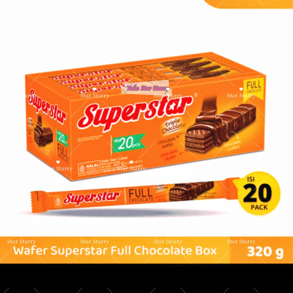 Jual [Per Pack] WAFER SUPERSTAR FULL CHOCOLATE BOX 16 GRAM - (HARGA PER ...