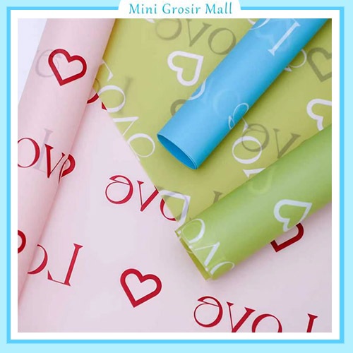 Jual Kertas Buket Bunga bermotif love Flower Wrapping Cellophane Paper ...